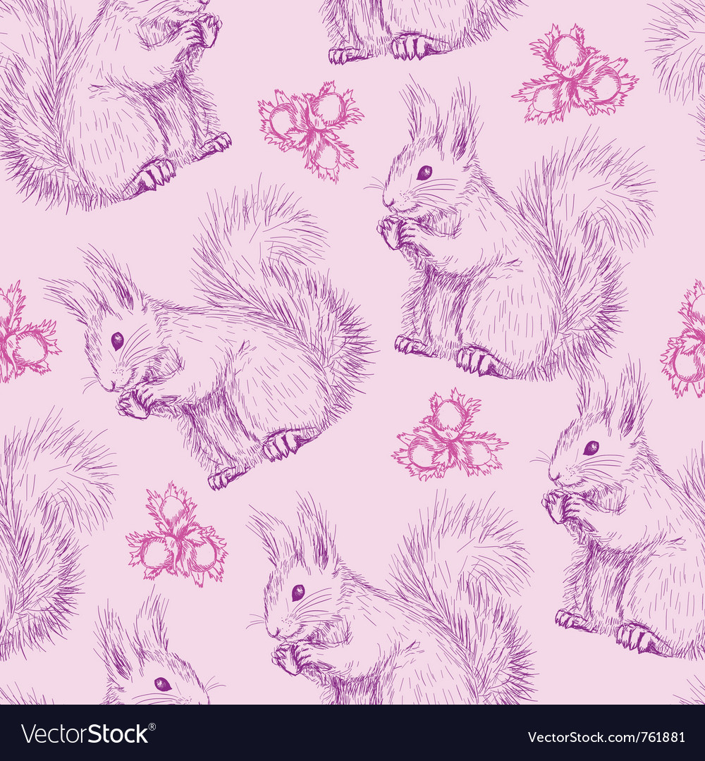 Seamless pattern with squirrels Royalty Free Vector Image