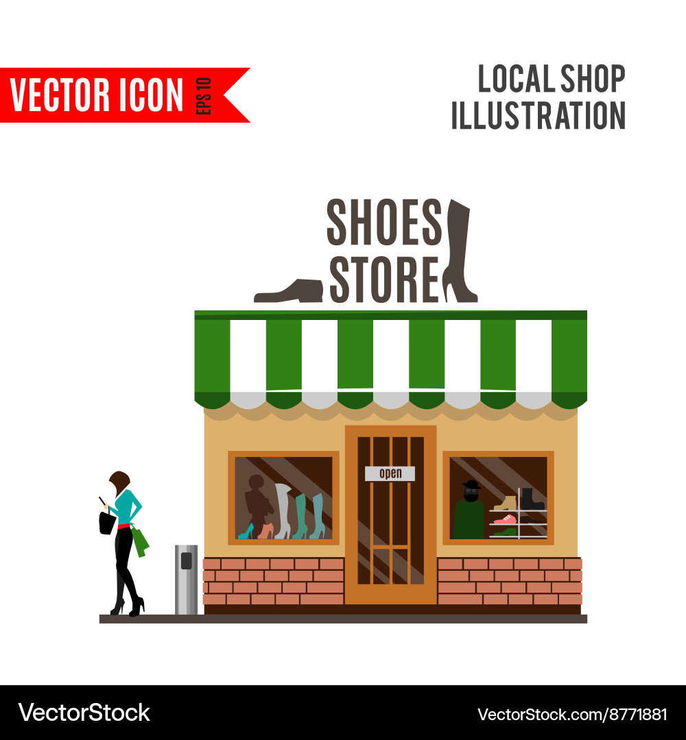 Shoes store detailed flat design icon Royalty Free Vector