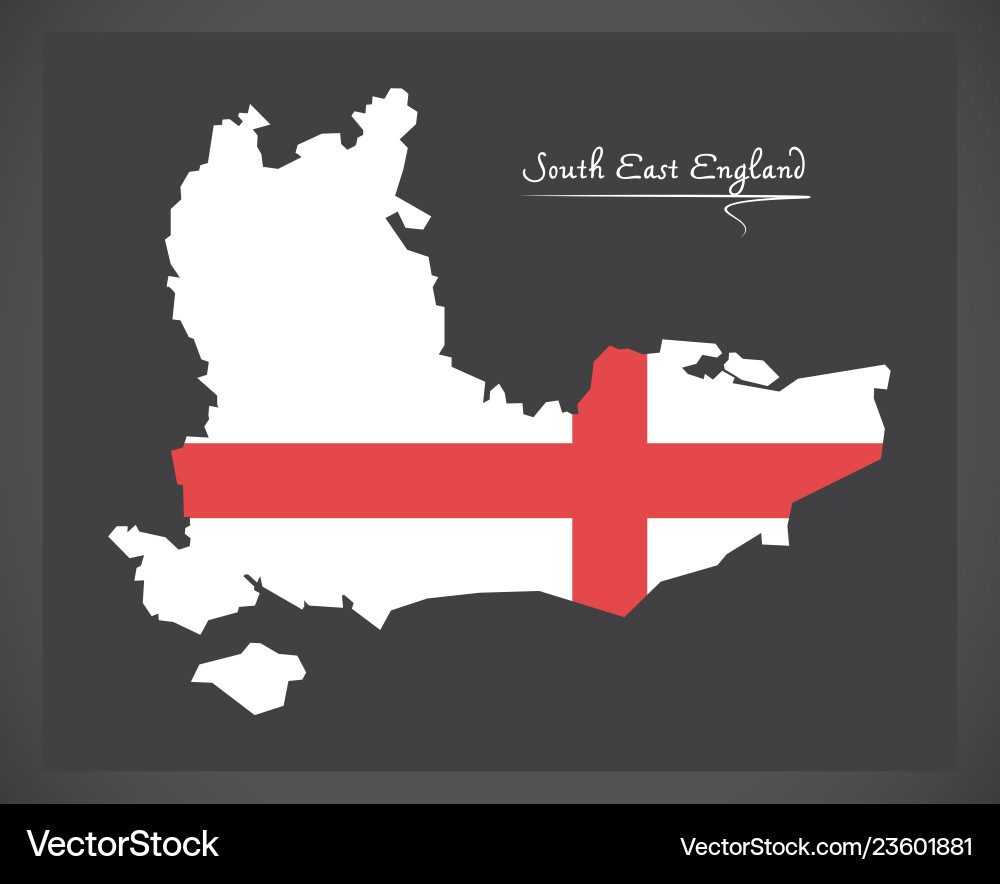 South east england map with flag Royalty Free Vector Image