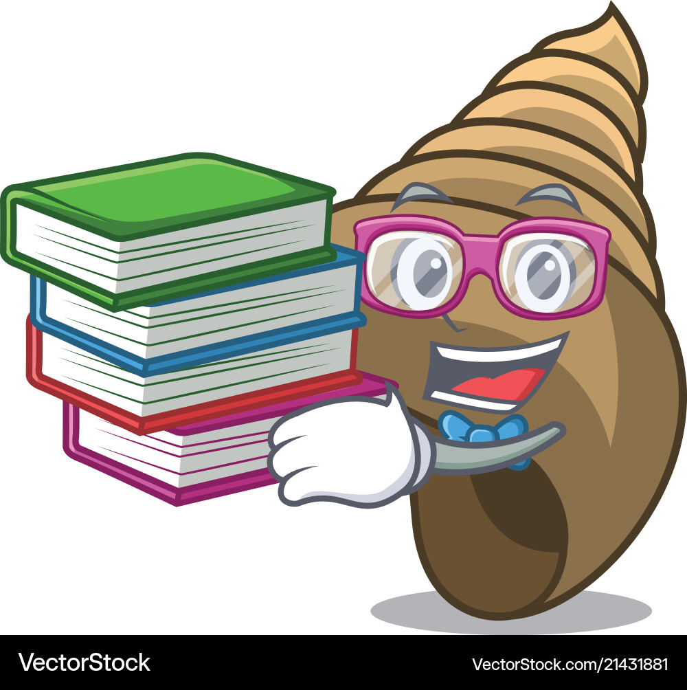Student with book spiral shell mascot cartoon Vector Image