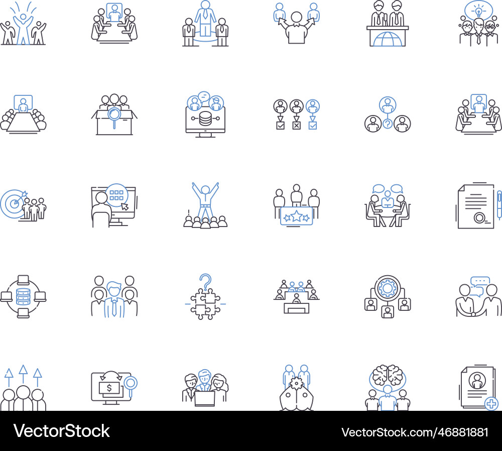 Symposium line icons collection discussion Vector Image