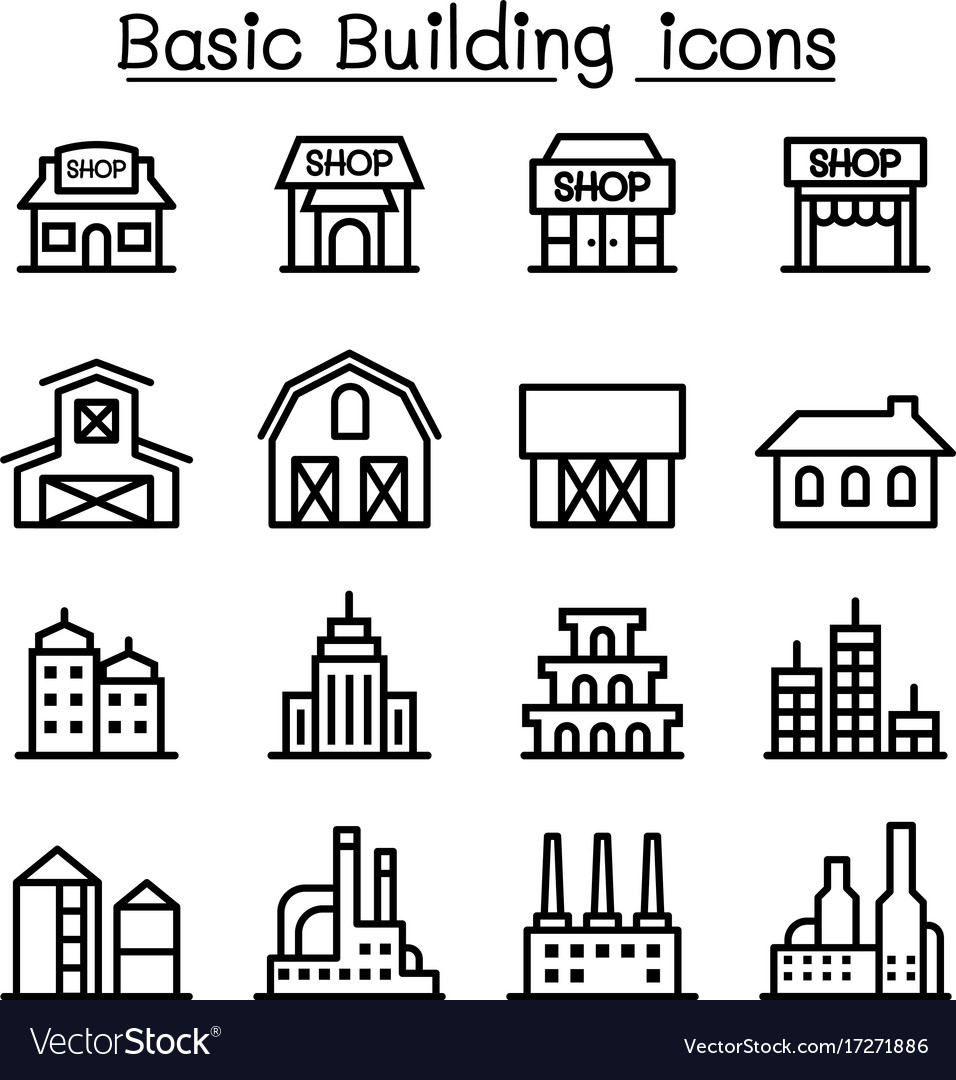 Basic building icon set Royalty Free Vector Image