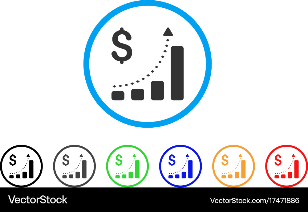 Business bar chart positive trend rounded icon Vector Image