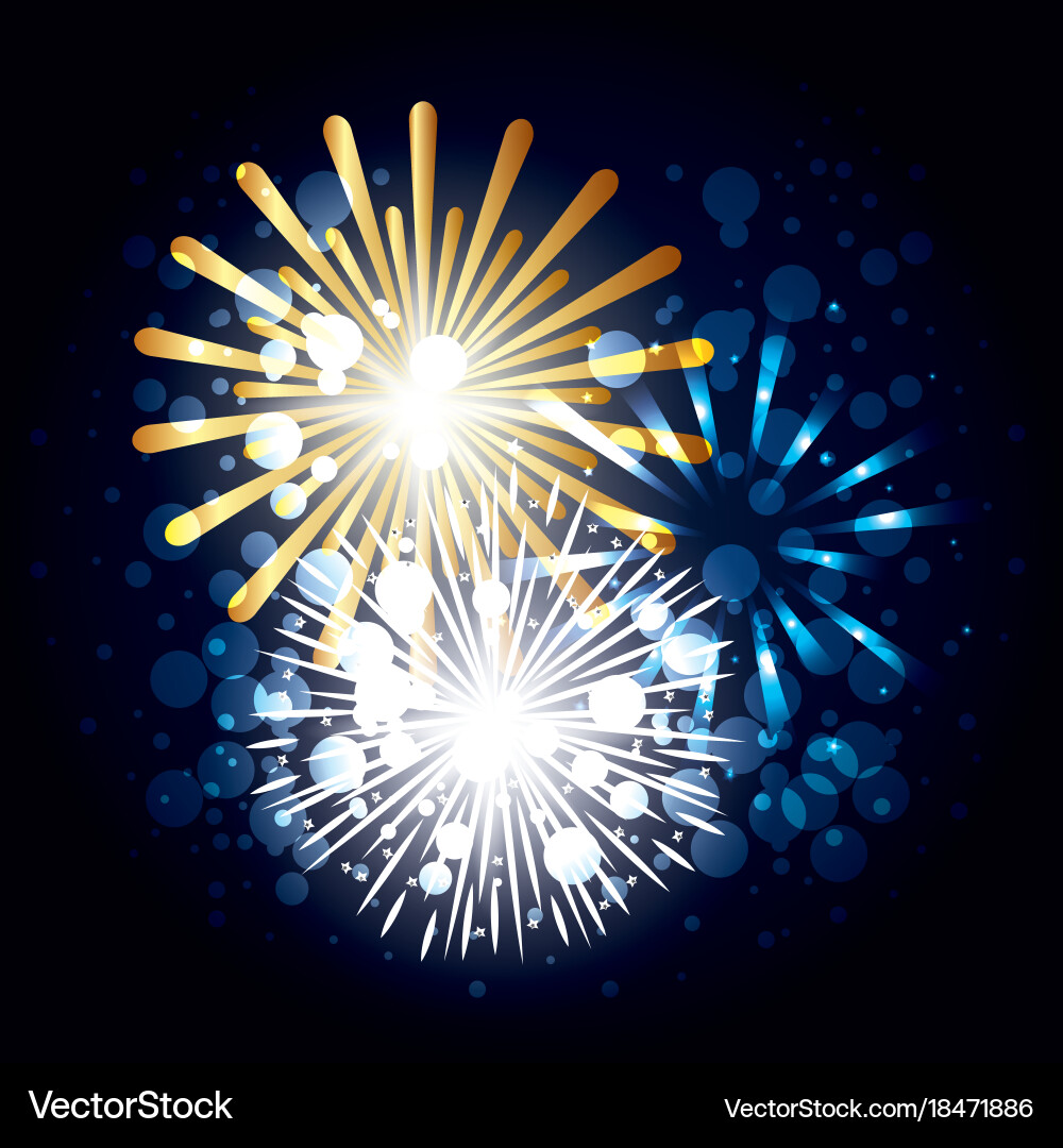 Decorative fireworks explosions poster Royalty Free Vector