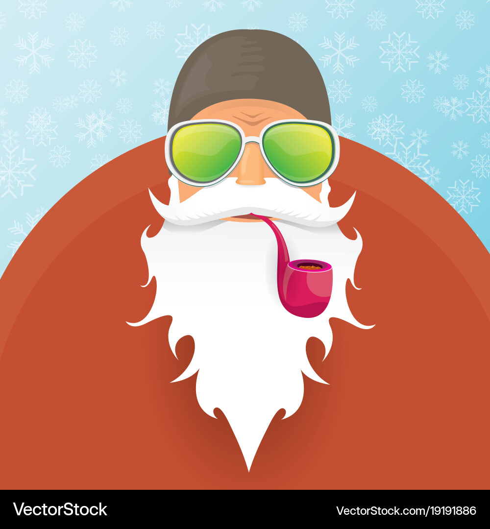 Dj santa claus with smoking pipe Royalty Free Vector Image