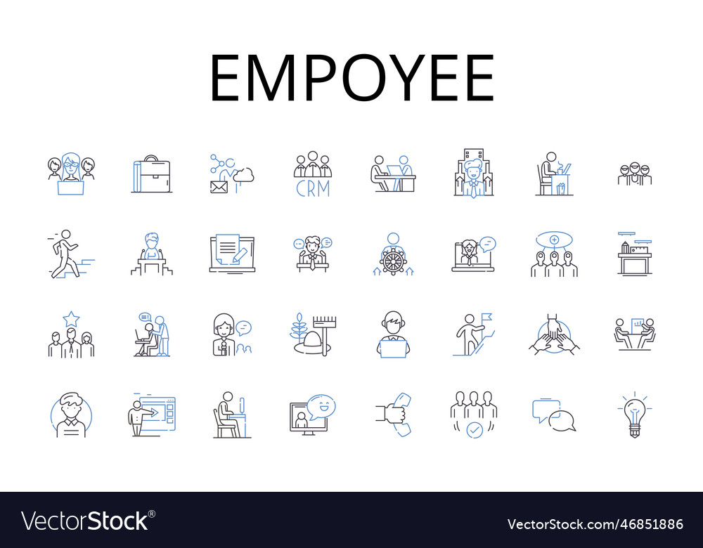 Empoyee Line Icons Collection Team Member Vector Image