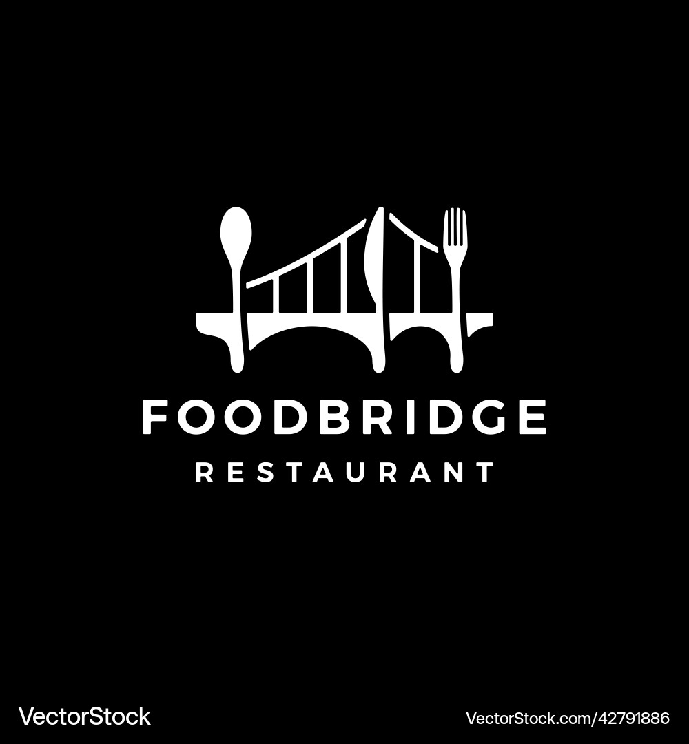 Food bridge fork spoon restaurant logo icon Vector Image