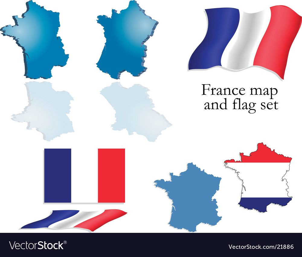 France map and flag set Royalty Free Vector Image