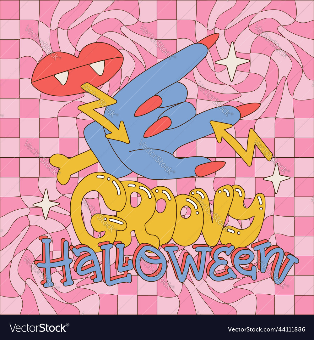 Groovy halloween greeting card or poster spooky Vector Image