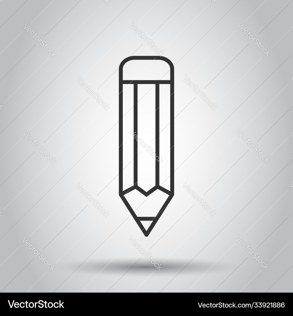 Pencil icon in flat style pen on white isolated Vector Image