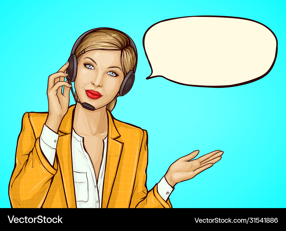 Pop art consultant support center Royalty Free Vector Image