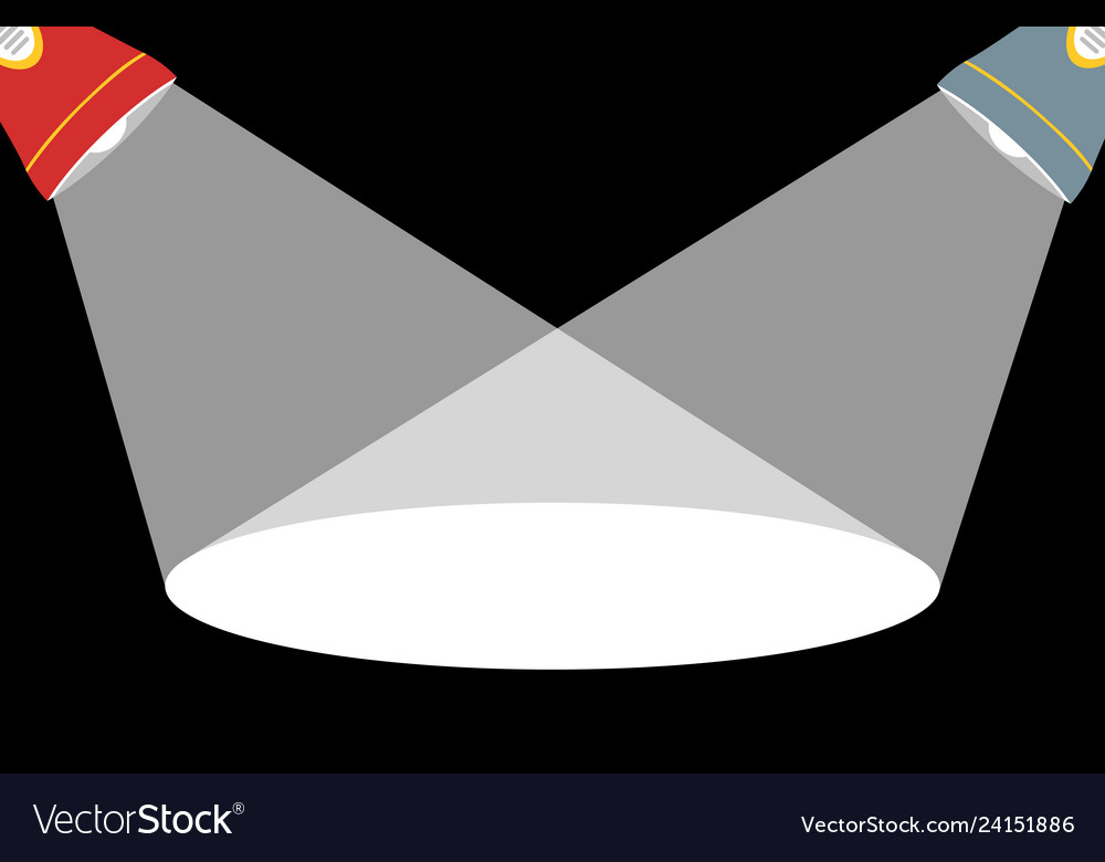 Two flashlights with white rays Royalty Free Vector Image