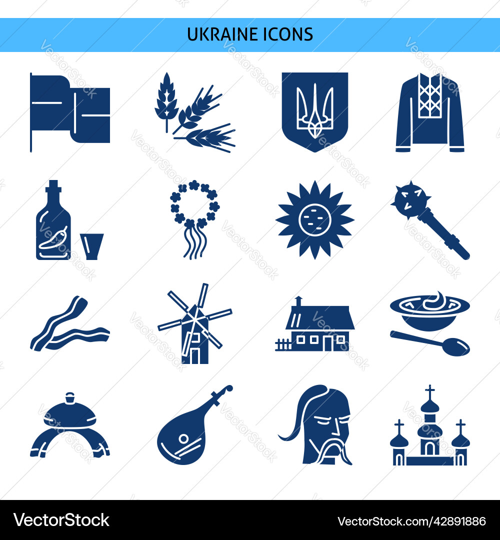 Ukraine icons collection in flat style Royalty Free Vector