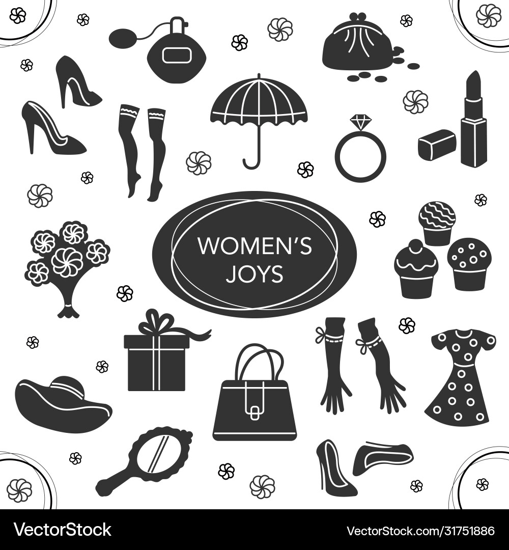 Woman accessories icons set Royalty Free Vector Image