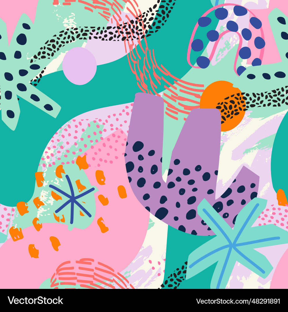 Abstract fun shapes cartoon grunge texture doodle Vector Image