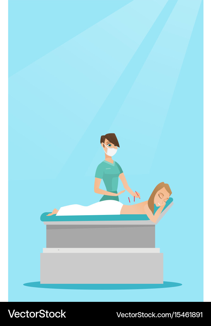 Acupuncturist doctor making acupuncture therapy Vector Image