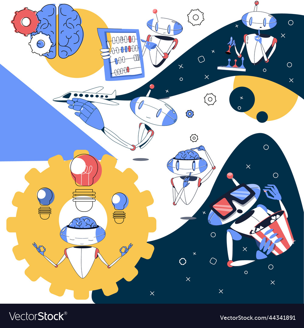 Artificial intelligence flat collage composition Vector Image Artificial intelligence flat collage composition Vector Image