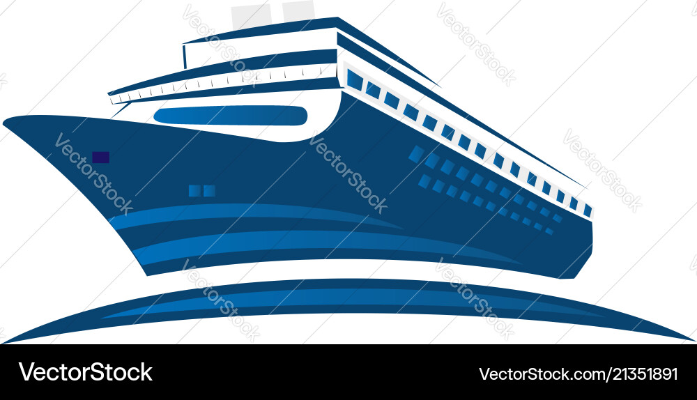 Blue cruise ship symbol logo Royalty Free Vector Image