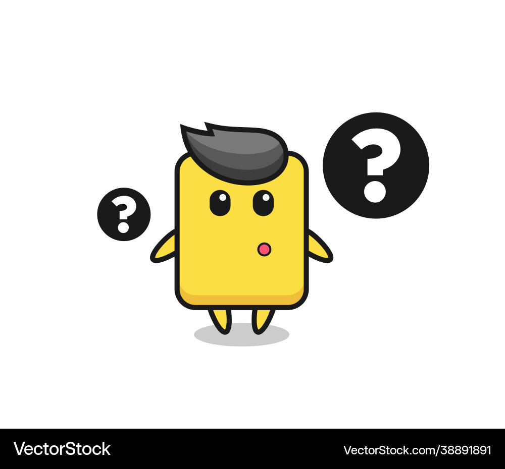 Cartoon yellow card with question mark Royalty Free Vector