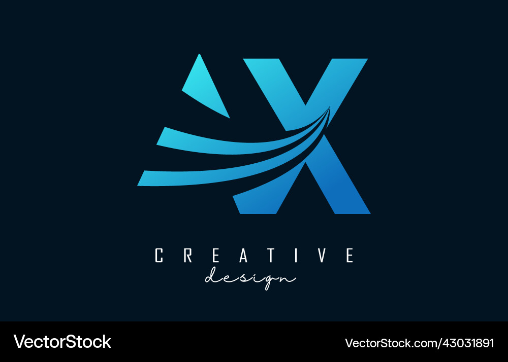 Creative blue letters ax a x logo with leading Vector Image