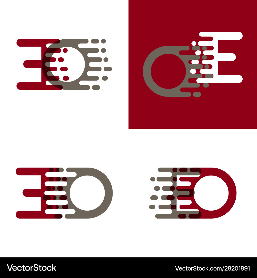 Eo letters logo with accent speed in drak red Vector Image