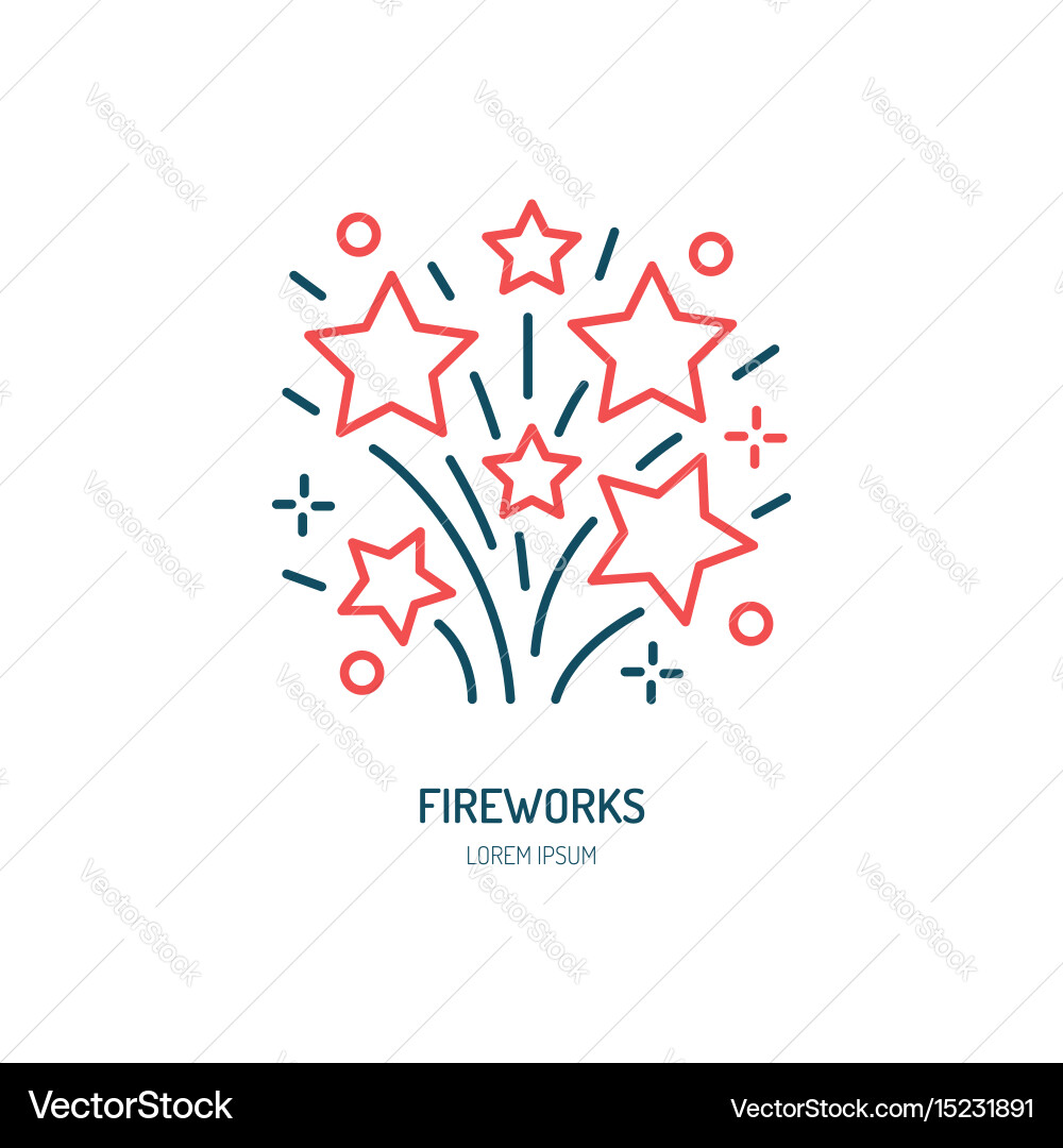 Fireworks line icon logo for event service Vector Image
