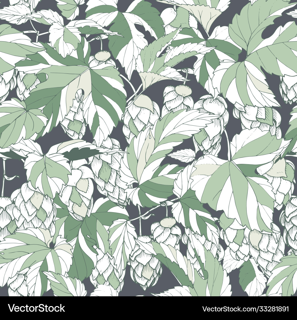 Hop leaves and cones seamless Royalty Free Vector Image