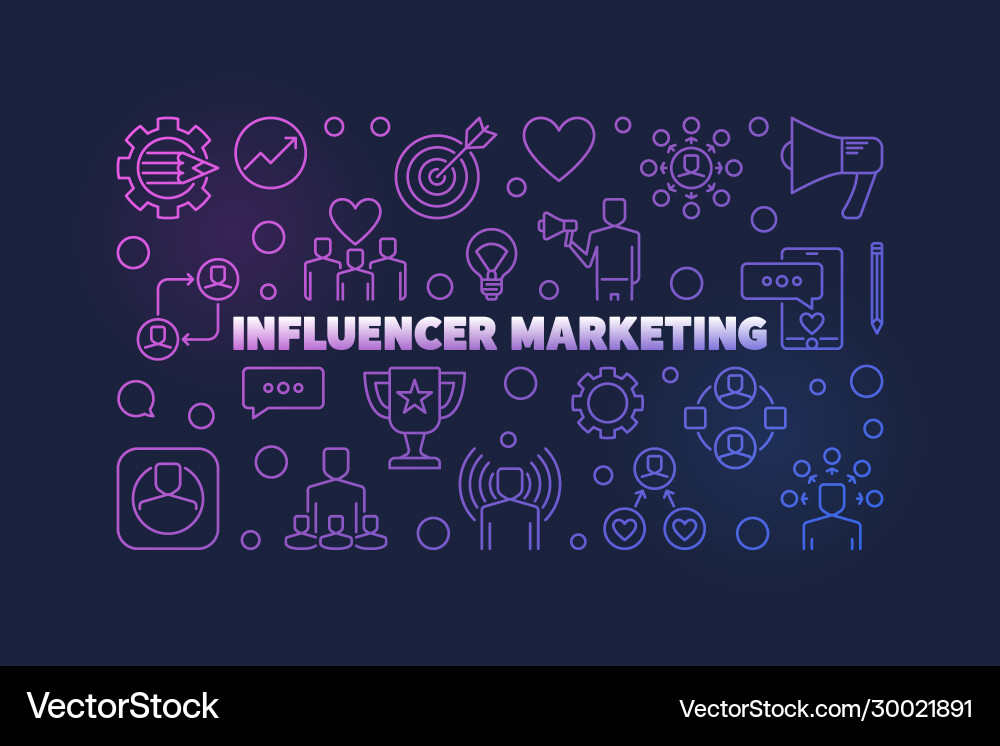 Influencer marketing colored outline Royalty Free Vector