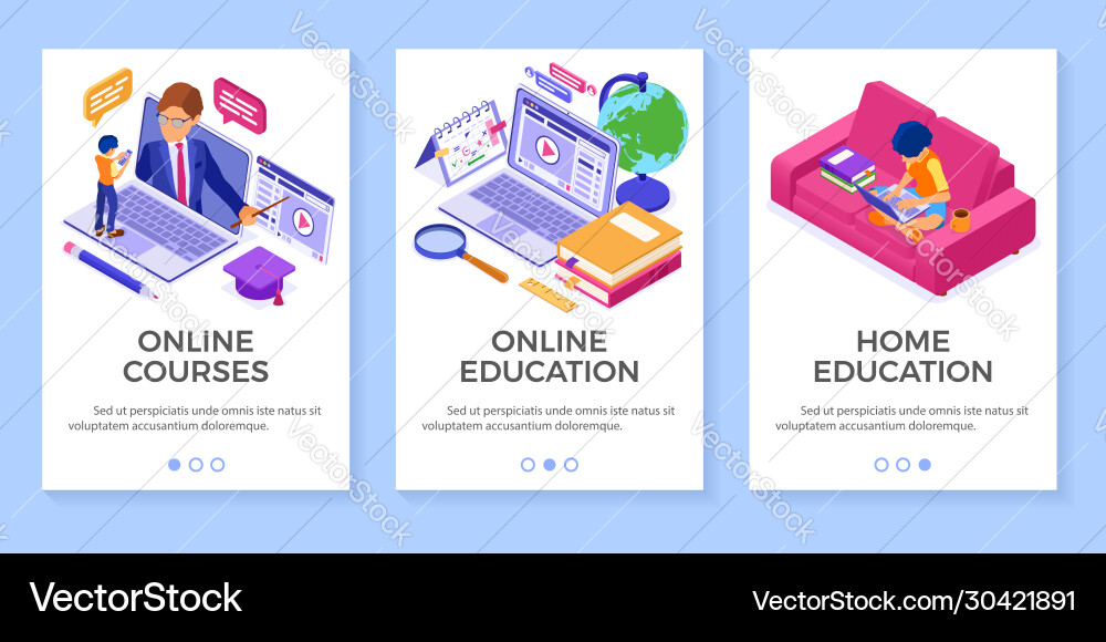 Online distance education from home Royalty Free Vector