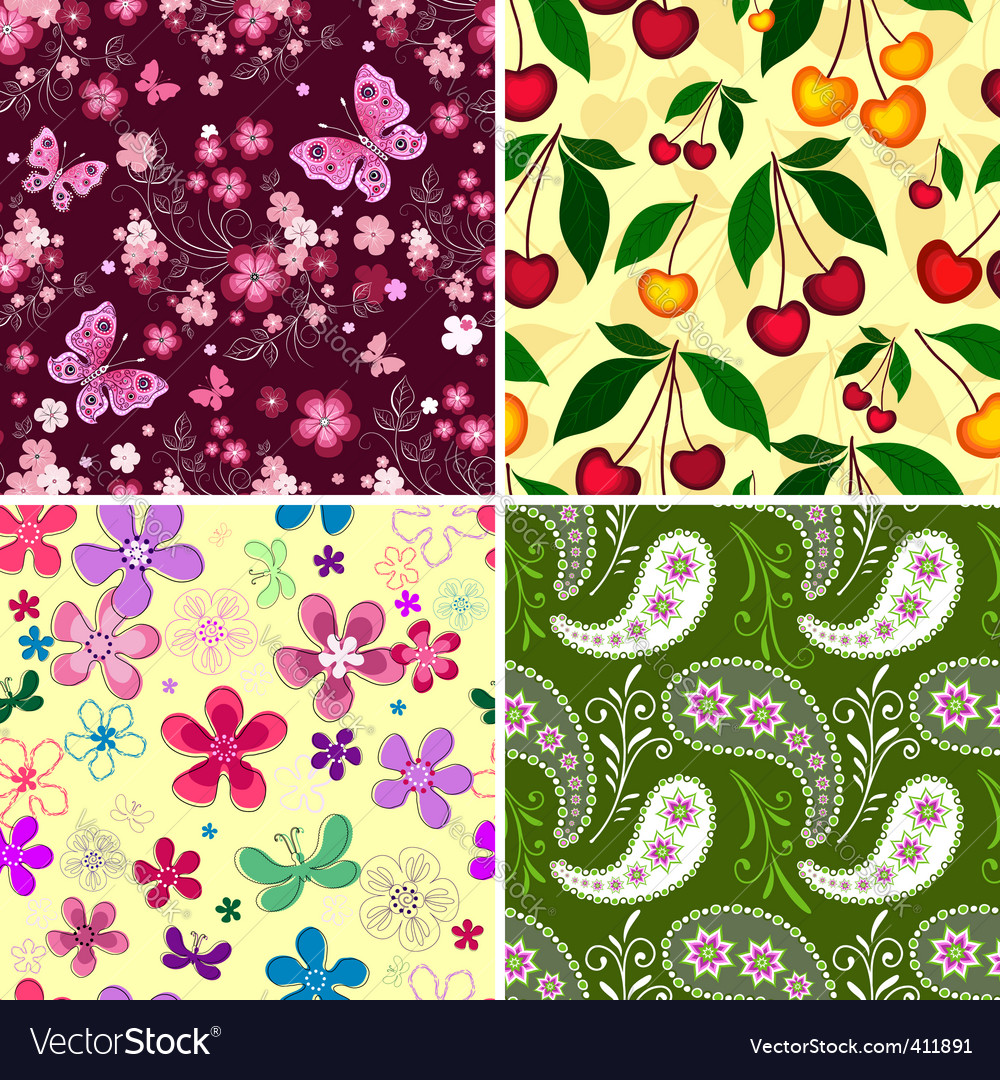 Set seamless spring patterns Royalty Free Vector Image