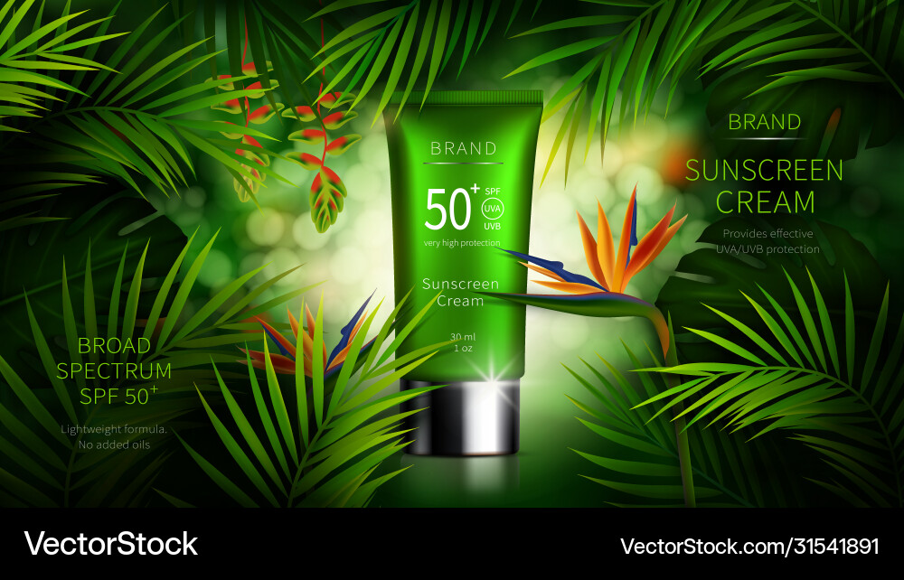 Sun protection cosmetic realistic ad poster Vector Image