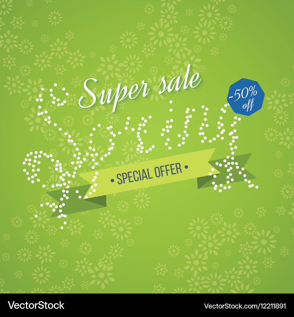 Super sale banner on a spring background Vector Image