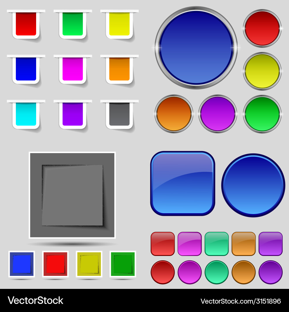 Big set of different colored buttons trendy modern