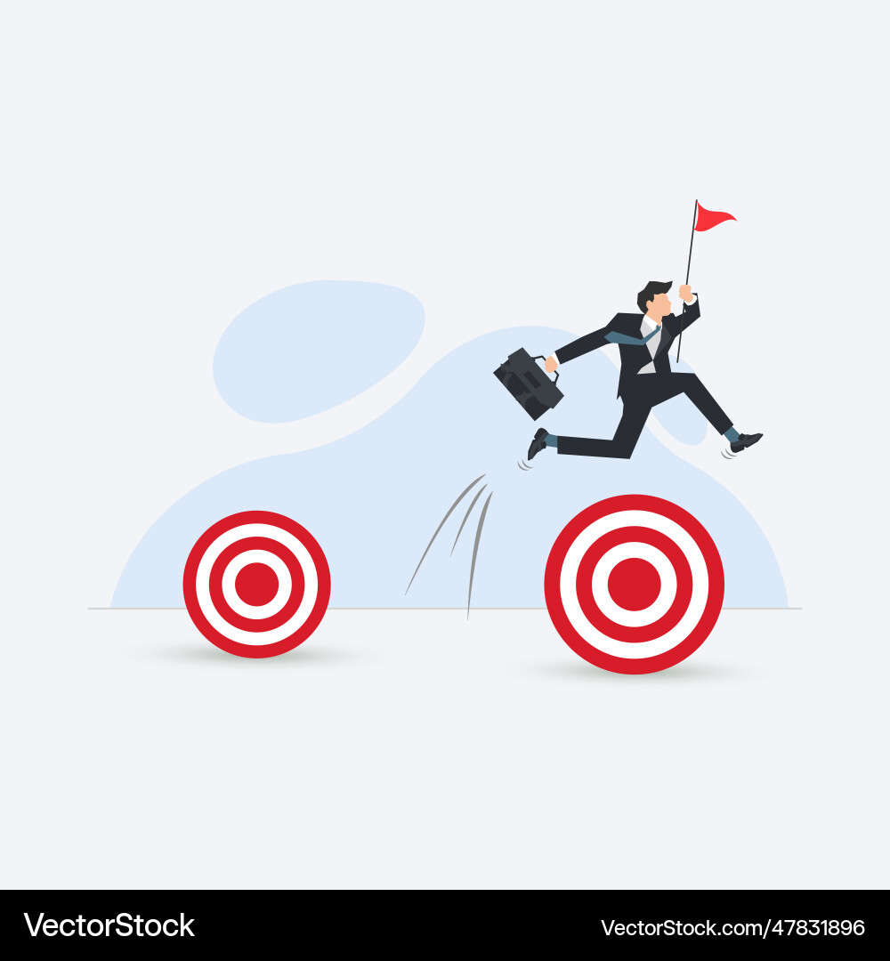 Businessman jumping on the target Royalty Free Vector Image