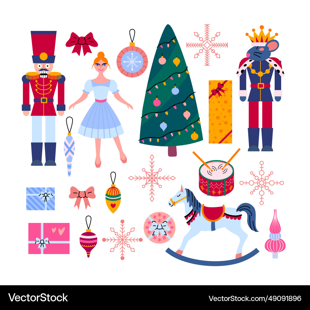 Cartoon color winter tale ballet nutcracker story Vector Image