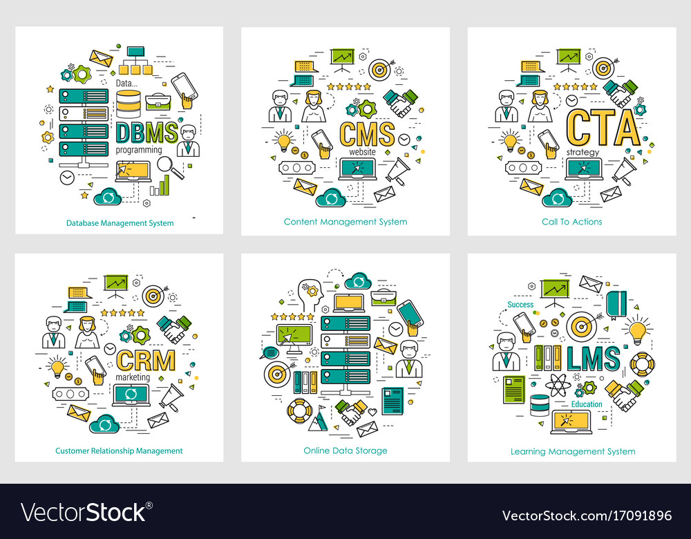 Coding - six square concepts 13-18 Royalty Free Vector Image