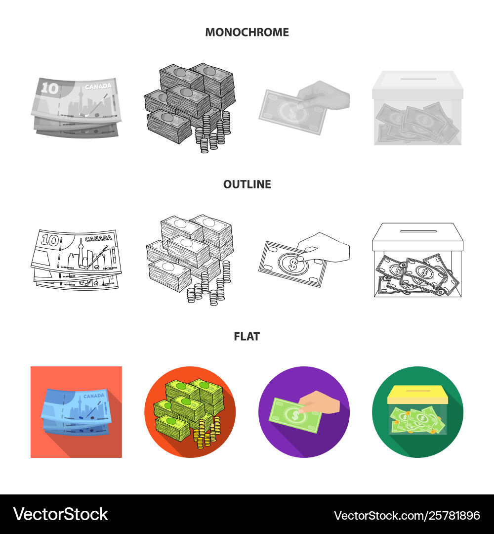 Design cash and currency icon set Royalty Free Vector Image