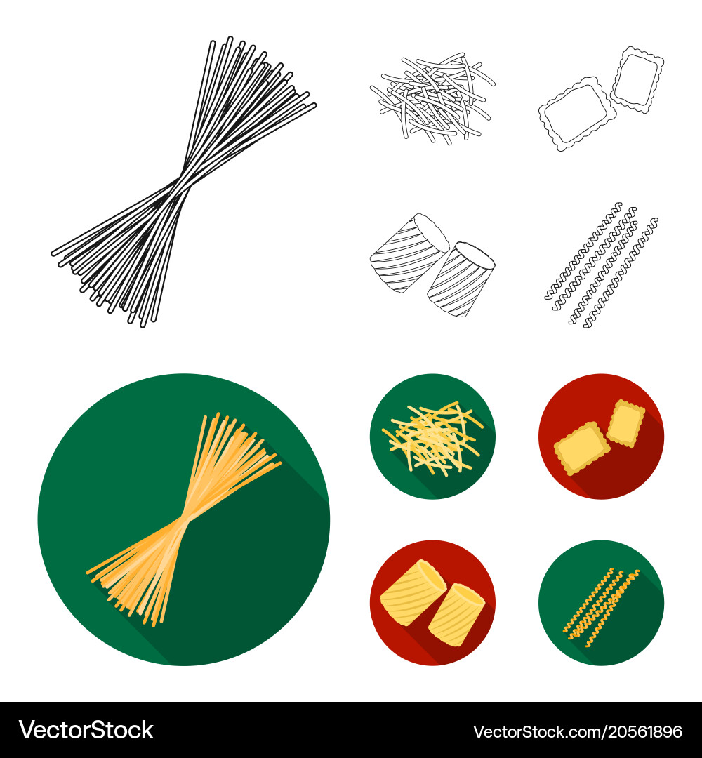 Different types of pasta types of pasta set Vector Image