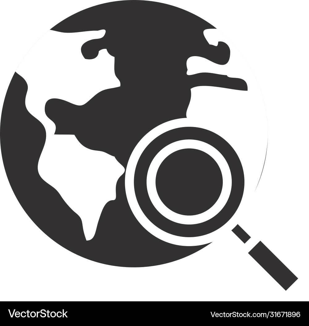 Earth planet with magnifying glass icon Royalty Free Vector