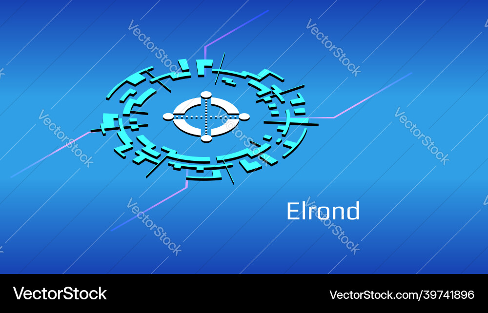 Elrond egld isometric token symbol in digital Vector Image