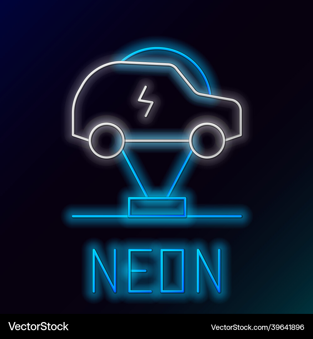 Glowing neon line electric car and electrical Vector Image