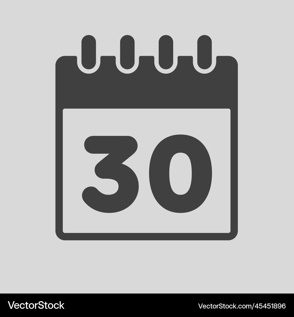 Icon page calendar day - number 30 Royalty Free Vector Image