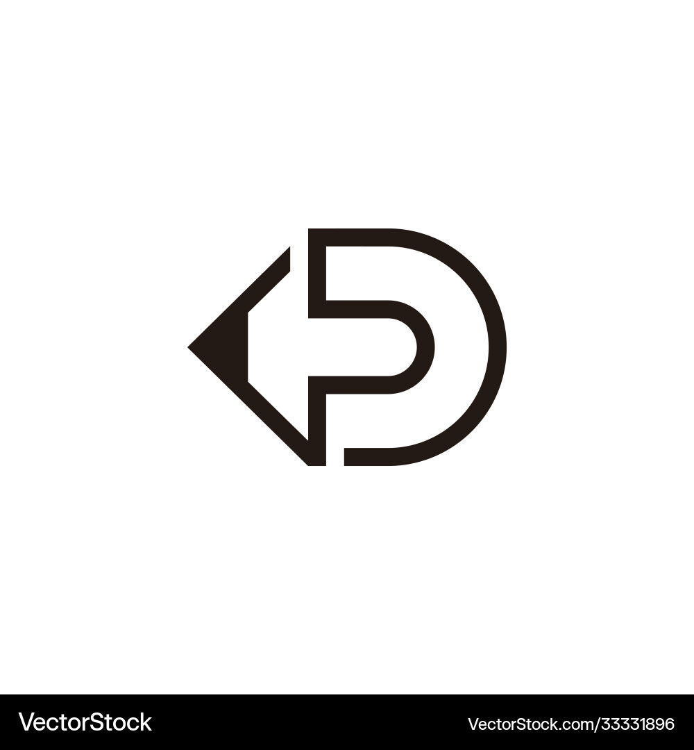 Letter d drawing pencil shape geometric line logo Vector Image