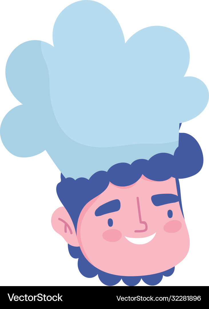 Male chef face character with hat isolated design Vector Image