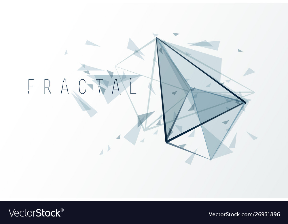 Mesh Object Fractal Design With Connected Lines Vector Image