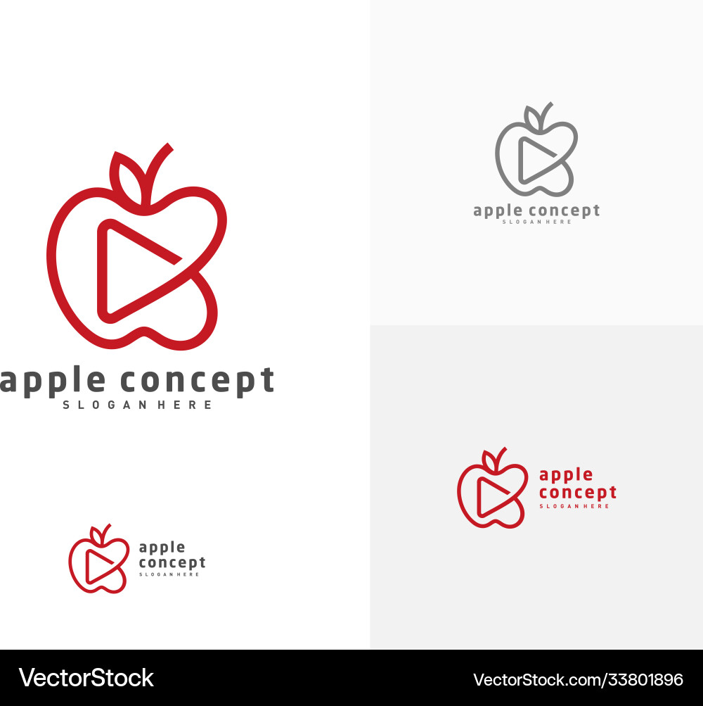 Play apple logo design template fruits icon Vector Image