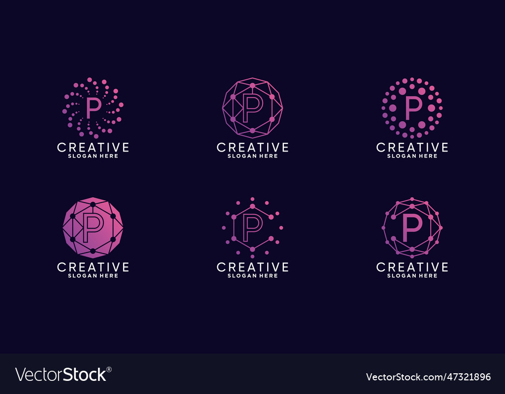 Set bundle monogram logo design technology Vector Image