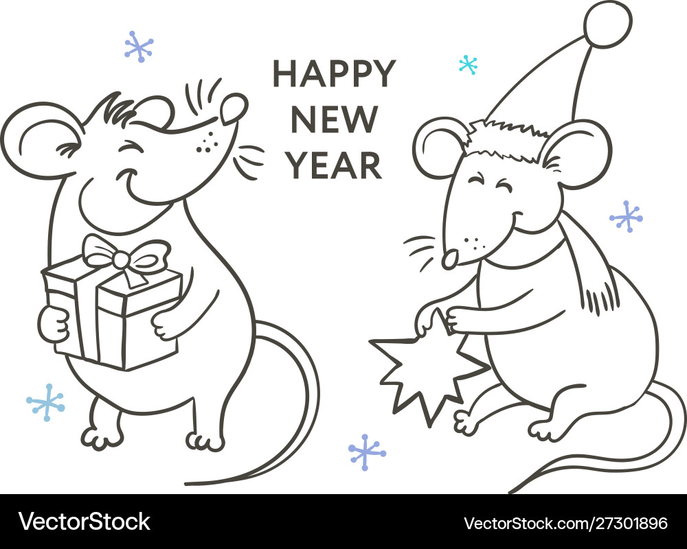 Template image happy new year party with rat Vector Image