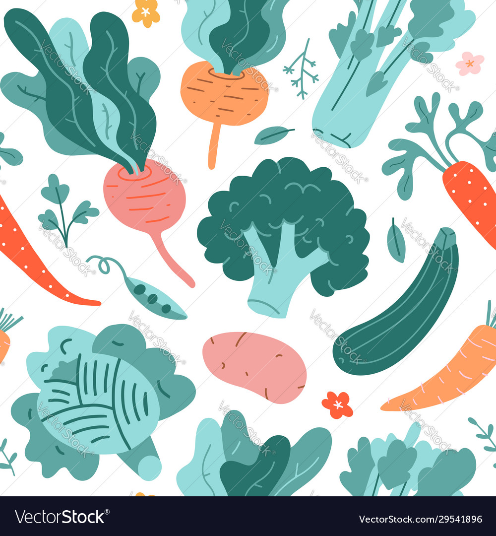 Vegetable pattern seamless background Royalty Free Vector