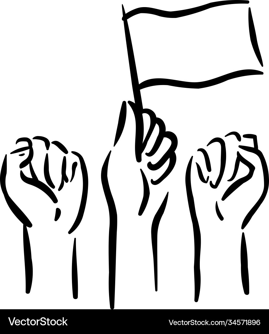 Voting people raised their hands up with flag Vector Image
